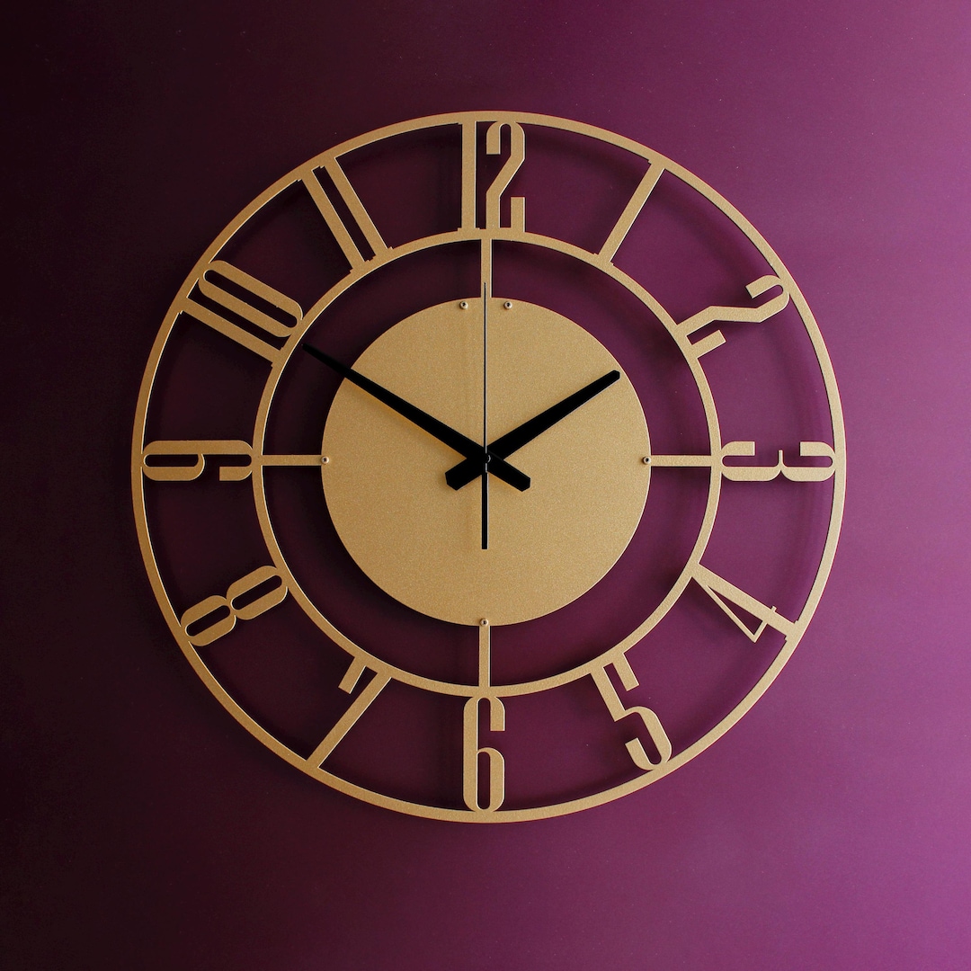 Gold Large Metal Wall Clock, Modern Wall Clock, Gold Clocks for Wall ...