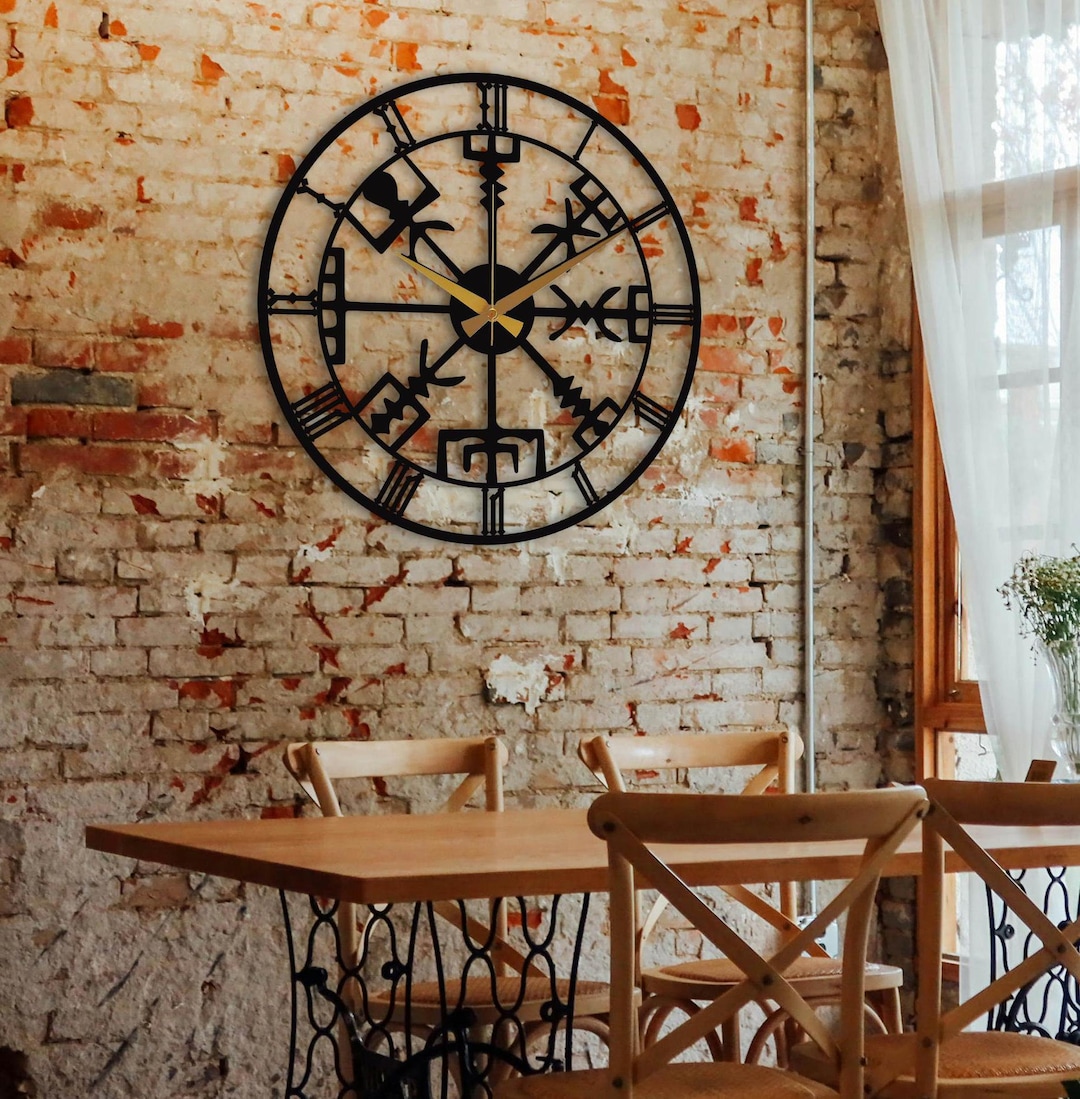 35 Inch Viking Wall Clock, Metal Wall Clock, Viking Clock With Numbers ...