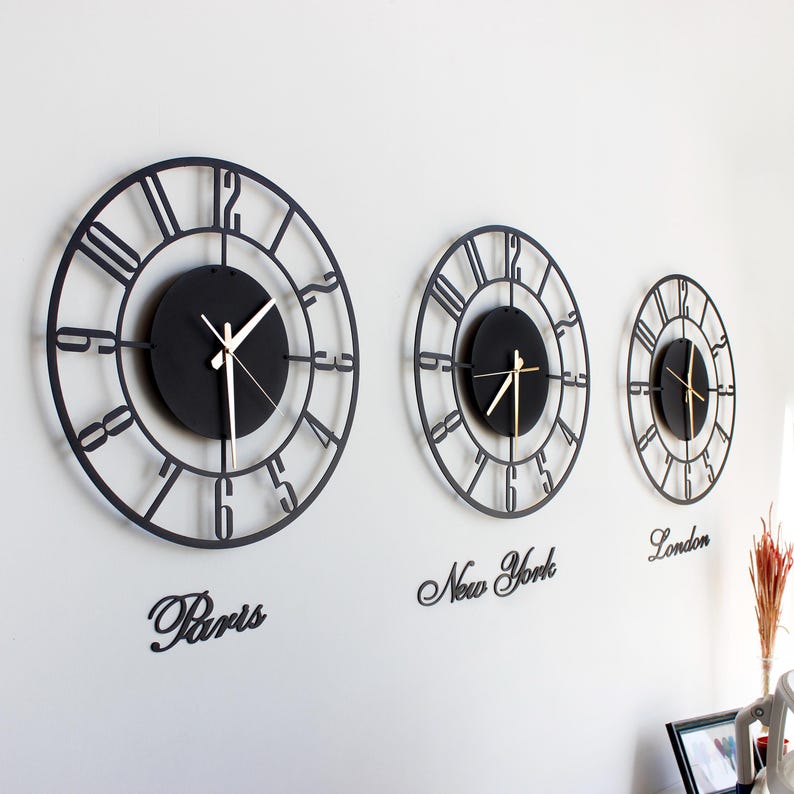 Large Time Zone Wall Clock, Modern Metal Clocks for Office Decor ...