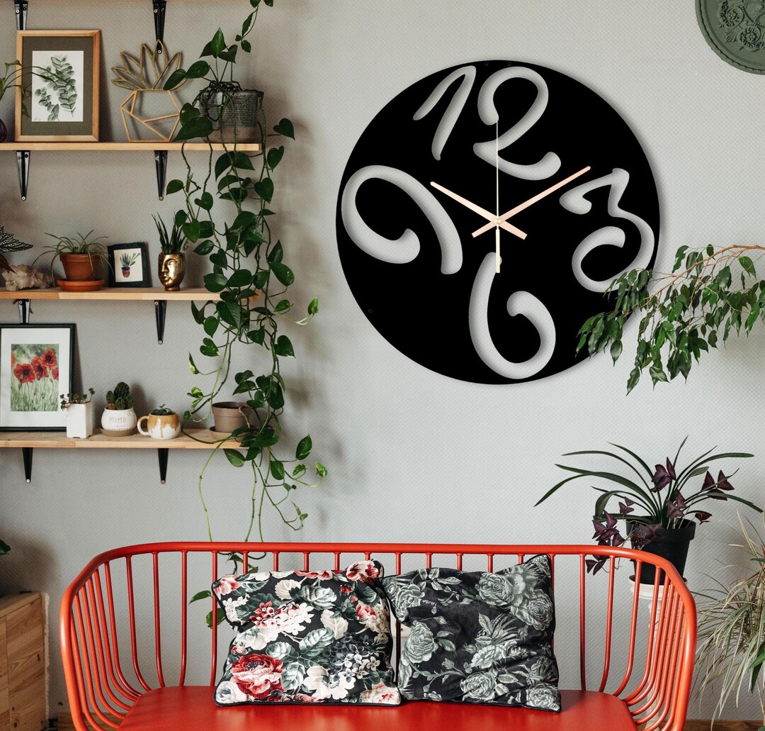 Asymmetric Black Metal Wall Clock: Modern Christmas Gift(13-35 Inch ...
