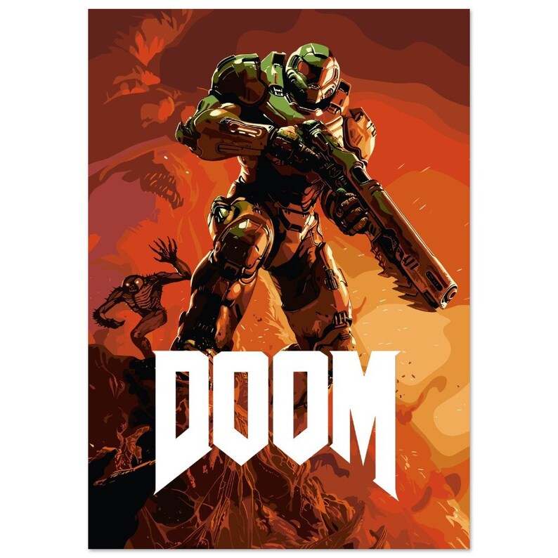DOOM Wall Art: Doom Slayer, Gaming Poster, Game Room Decor ,gamer Gift ...
