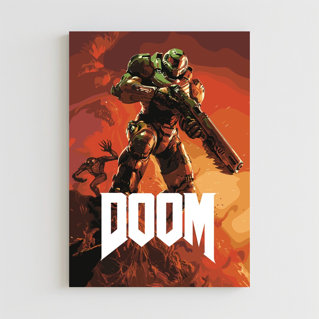 DOOM Wall Art: Doom Slayer, Gaming Poster, Game Room Decor ,gamer Gift ...