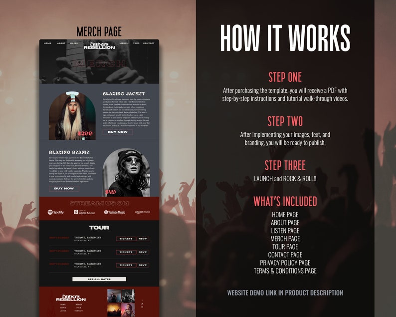 Showit Website Template for Rockbands & Musicians - Etsy