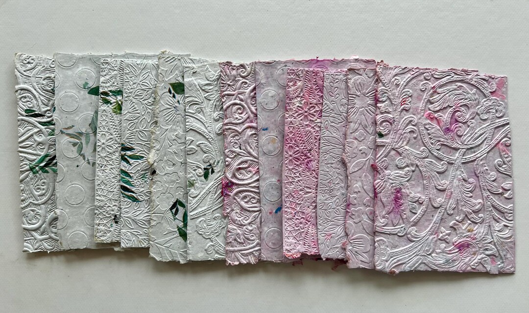 Set of Twelve 4x6 Embossed Textured Handmade Recycled Papers - Etsy
