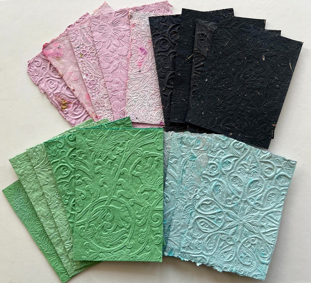 Set of Twenty 4x6 Embossed Handmade Papers - Etsy