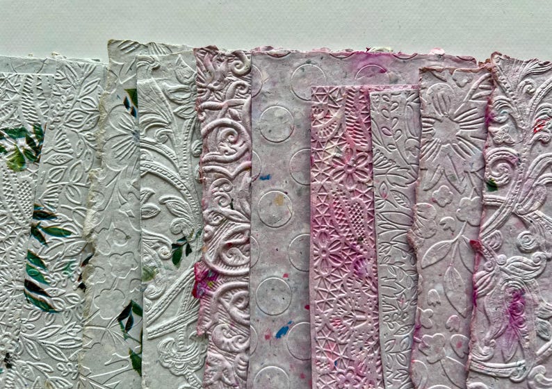 Set of Twelve 4x6 Embossed Textured Handmade Recycled Papers - Etsy