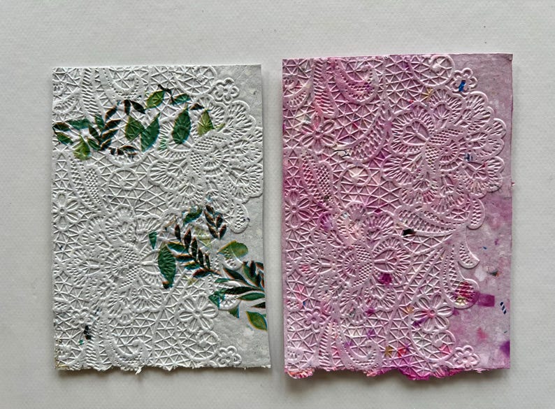 Set of Twelve 4x6 Embossed Textured Handmade Recycled Papers - Etsy