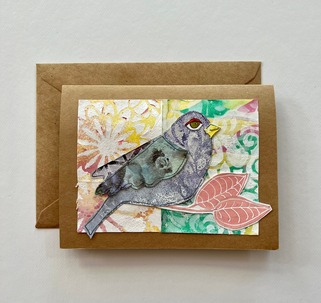 Collage Bird Notecard Greeting Card Handmade - Etsy
