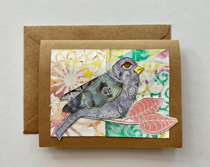 Collage Bird Notecard Greeting Card Handmade - Etsy