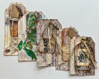 Handmade Botanical Forest Critters Journaling Tags for Junk Journal ...