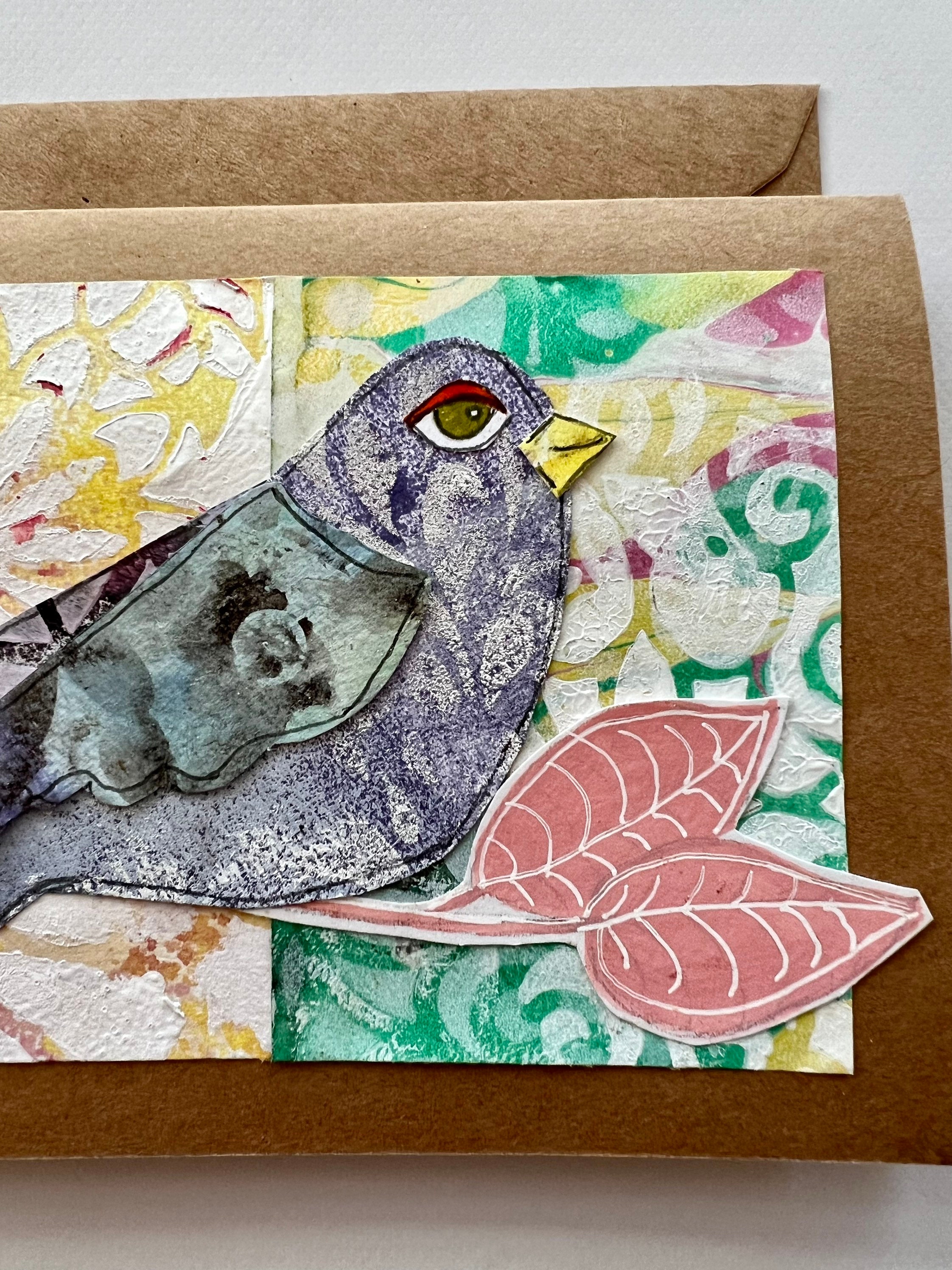 Collage Bird Notecard Greeting Card Handmade - Etsy