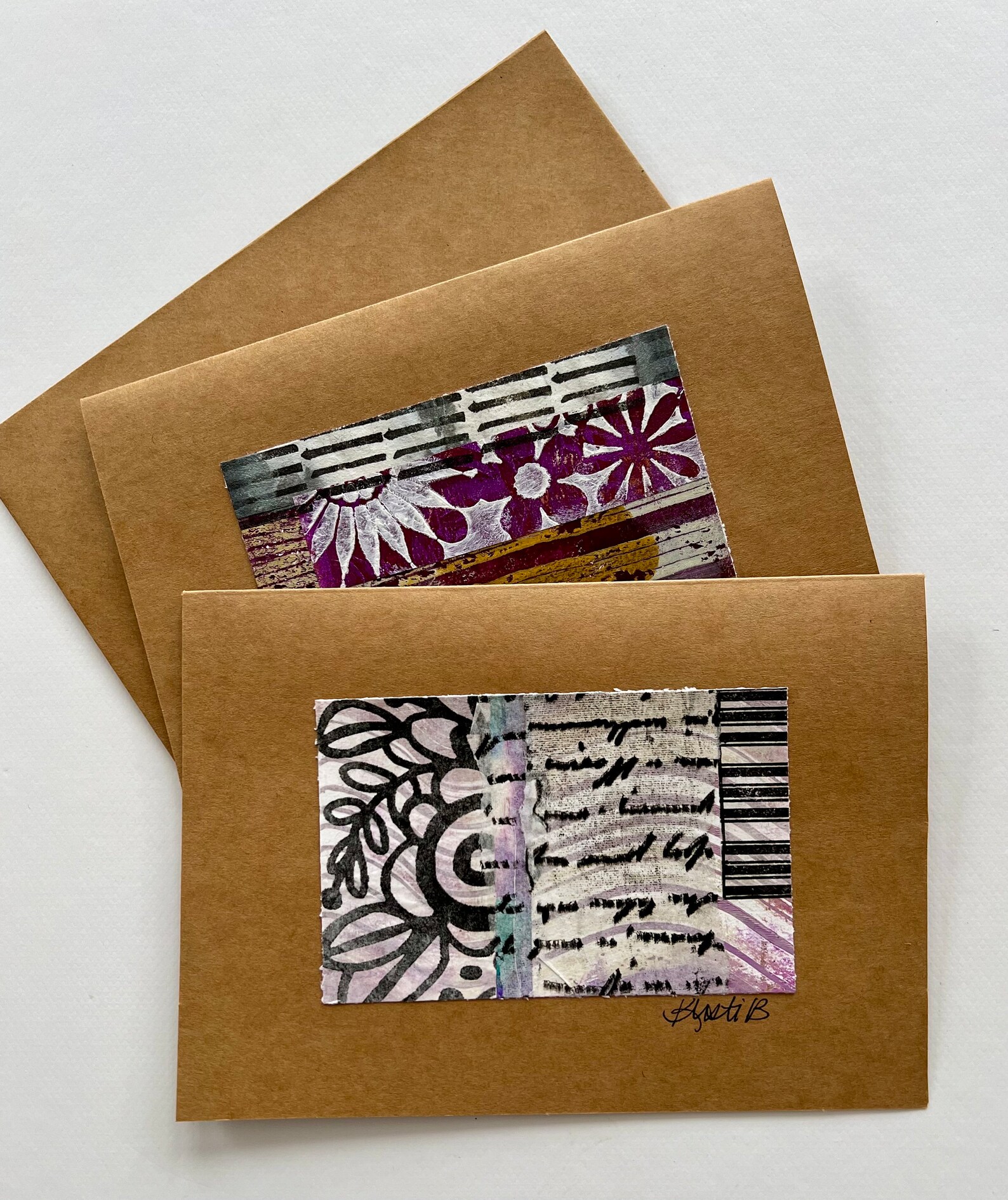 Set of Two Handmade Collage Blank Cards Made From Artist Papers - Etsy