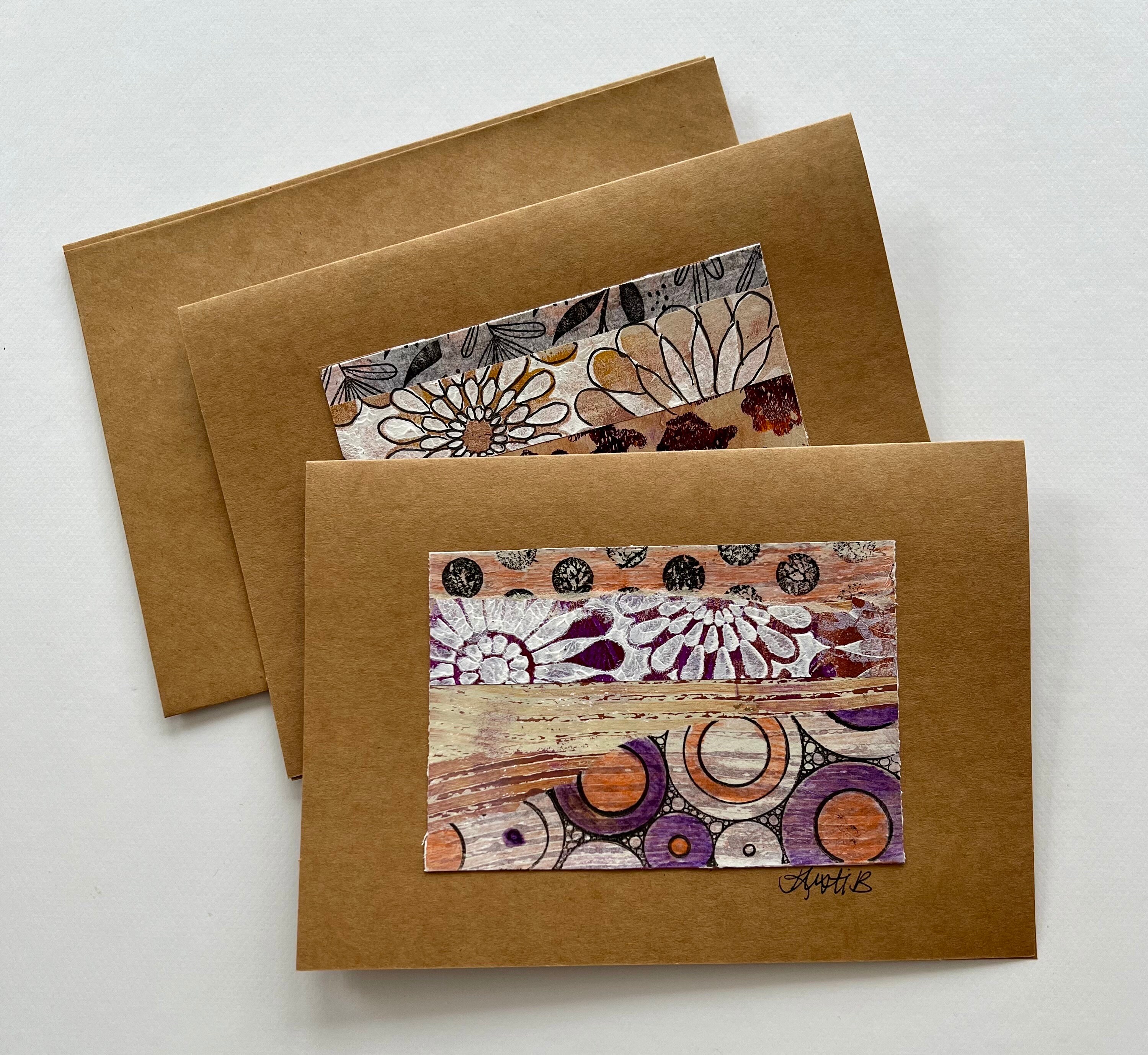 Set of Two Handmade Collage Blank Cards Made From Artist Papers - Etsy