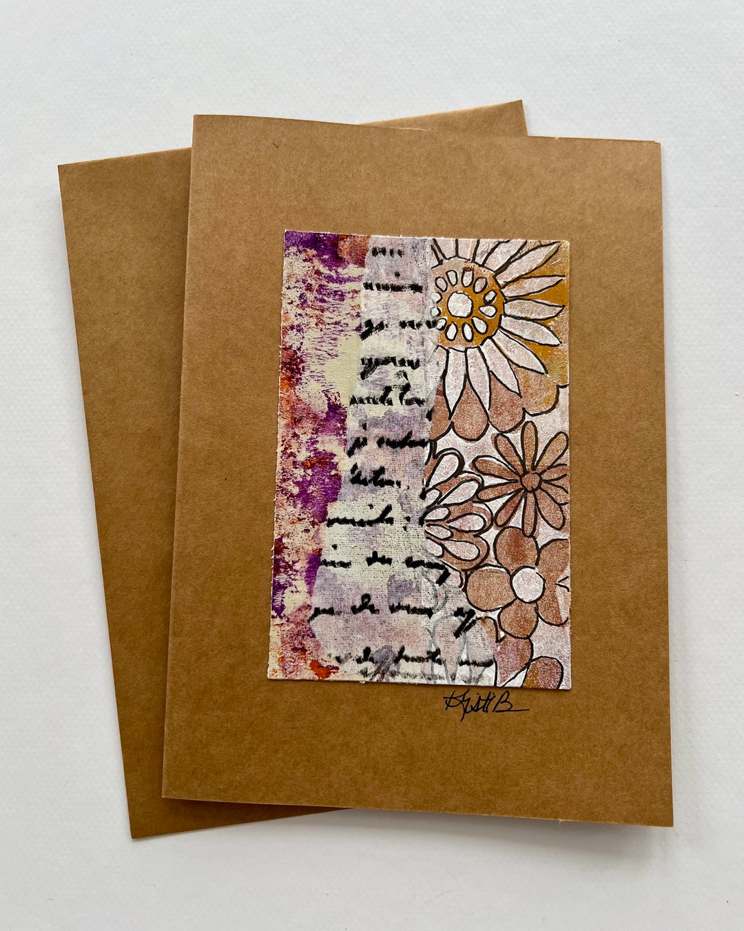 Set of Two Handmade Collage Blank Cards Made From Artist Papers - Etsy