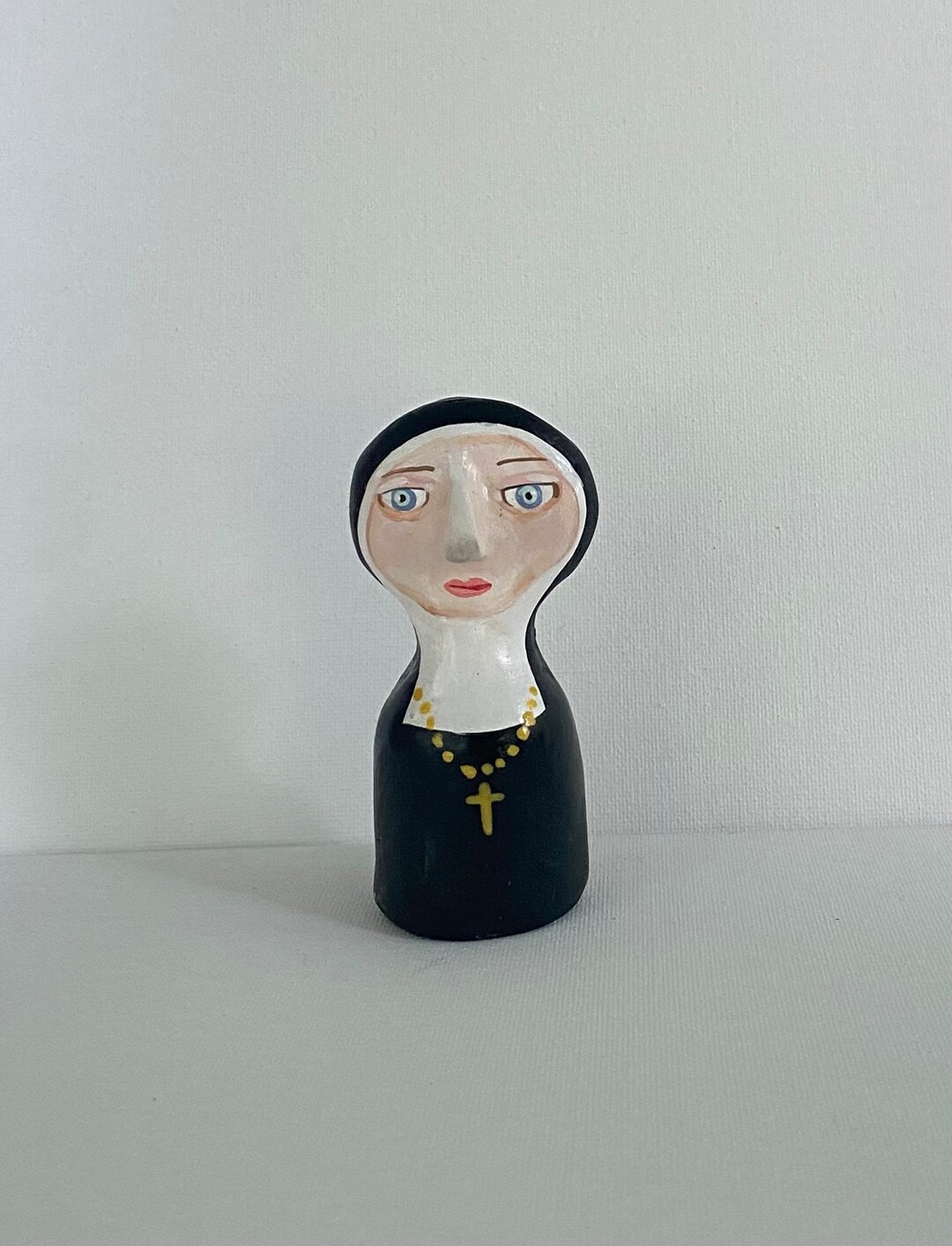 Nun Sculpture Sister Pottery People Small Painted Woman - Etsy