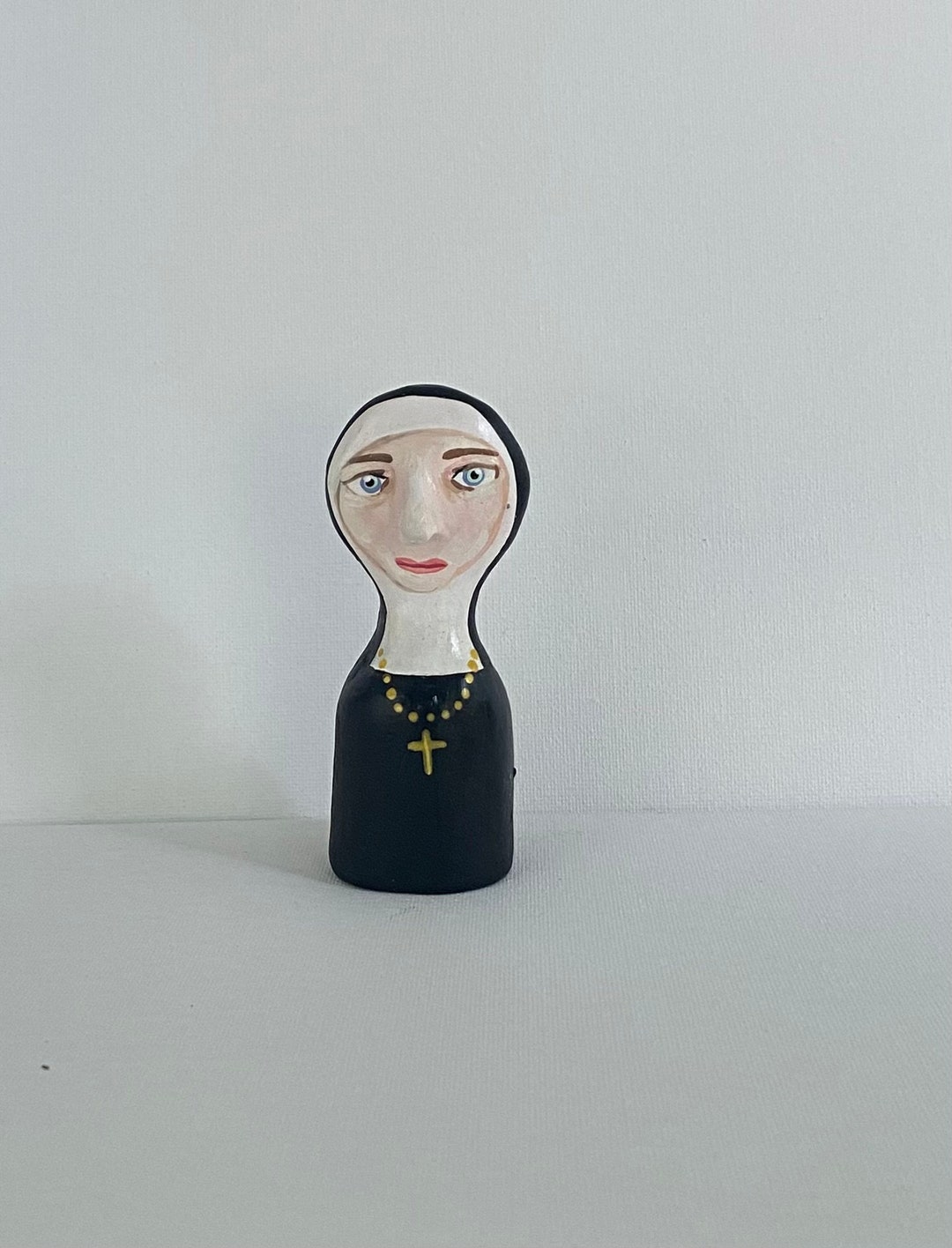 Nun Sculpture Sister Pottery People Small Painted Woman - Etsy