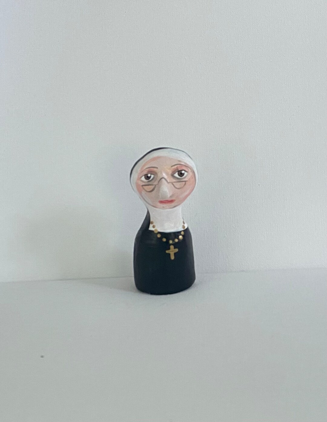 Nun Sculpture Sister Pottery People Small Painted Woman - Etsy