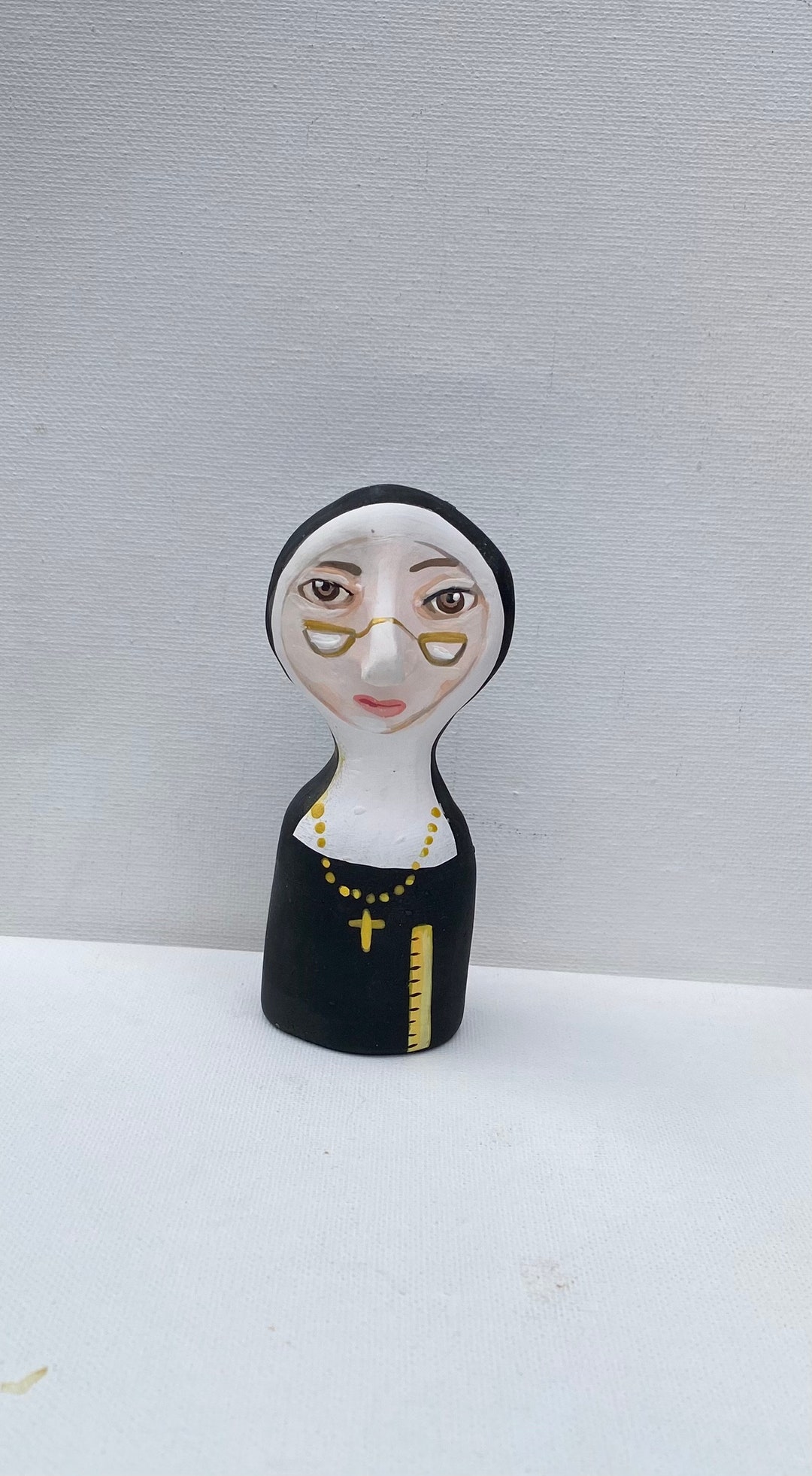 Nun Sculpture Sister Pottery People Small Painted Woman - Etsy