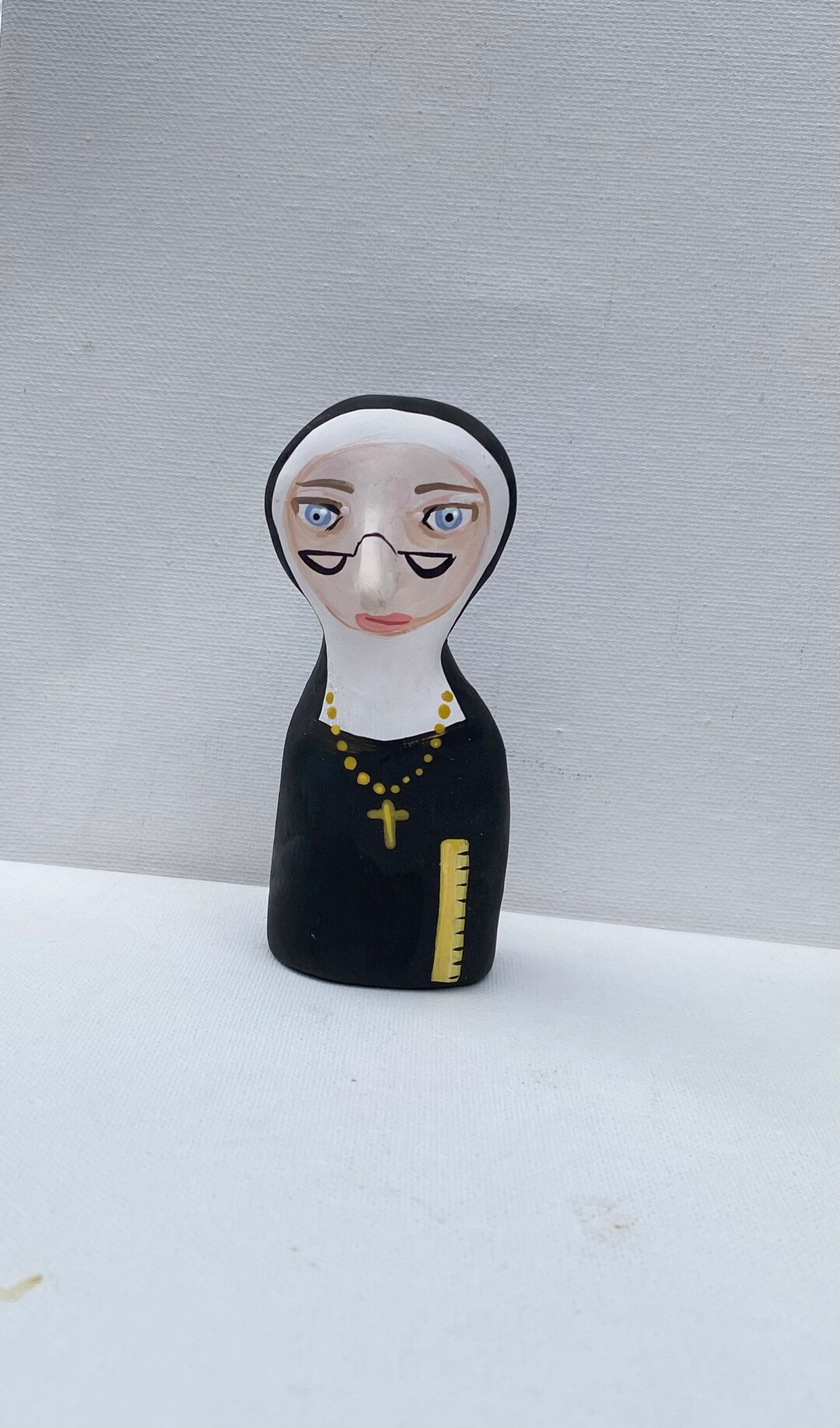 Nun Sculpture Sister Pottery People Small Painted Woman - Etsy
