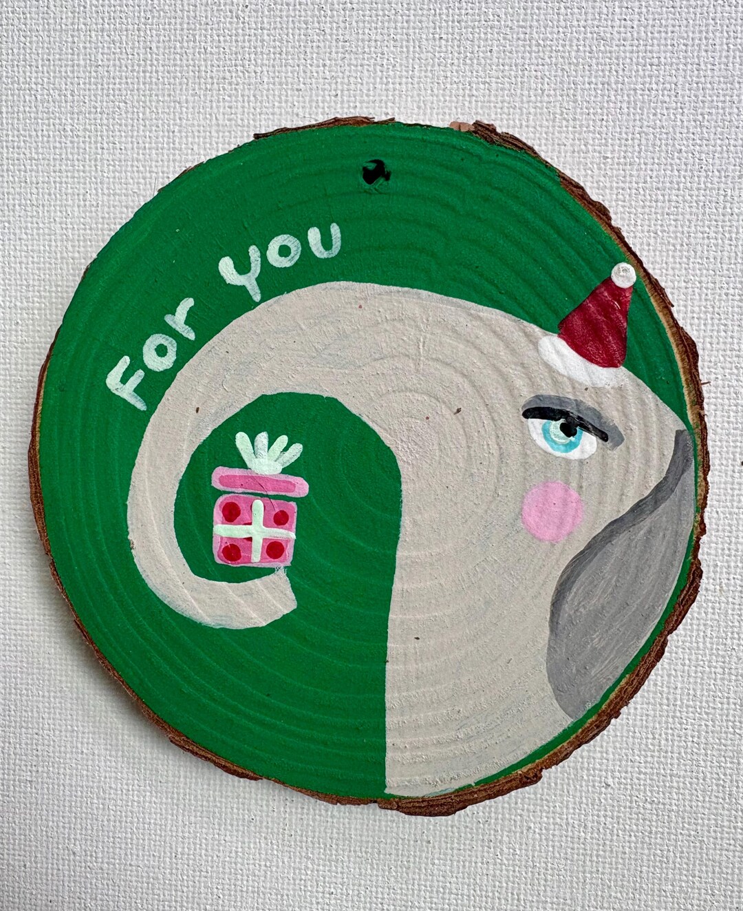Elephant Wood Slice Ornament Handmade and Hand Painted.original Design ...