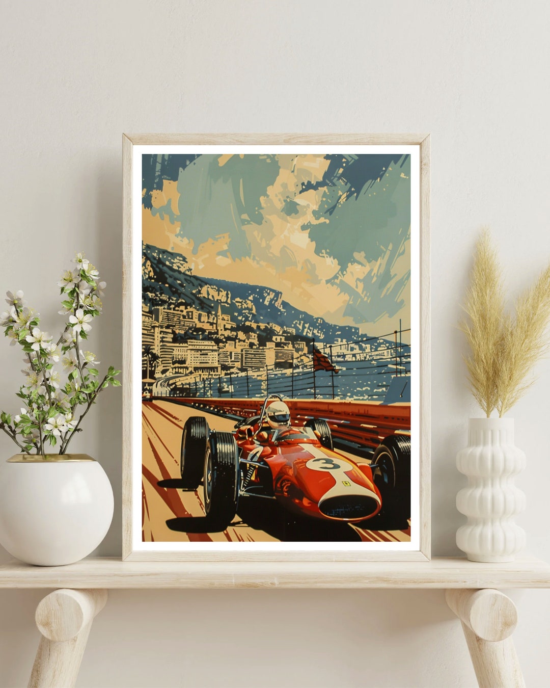 Monaco Grand Prix Vintage Poster, F1 Poster, Ferrari, Formula 1, Monaco ...