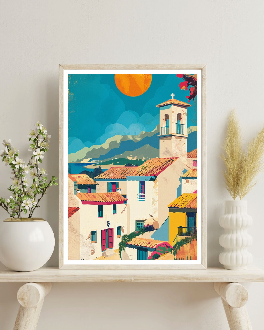 Vintage Spain Poster, Retro Style Print, Spanish Town, Postcard Style ...