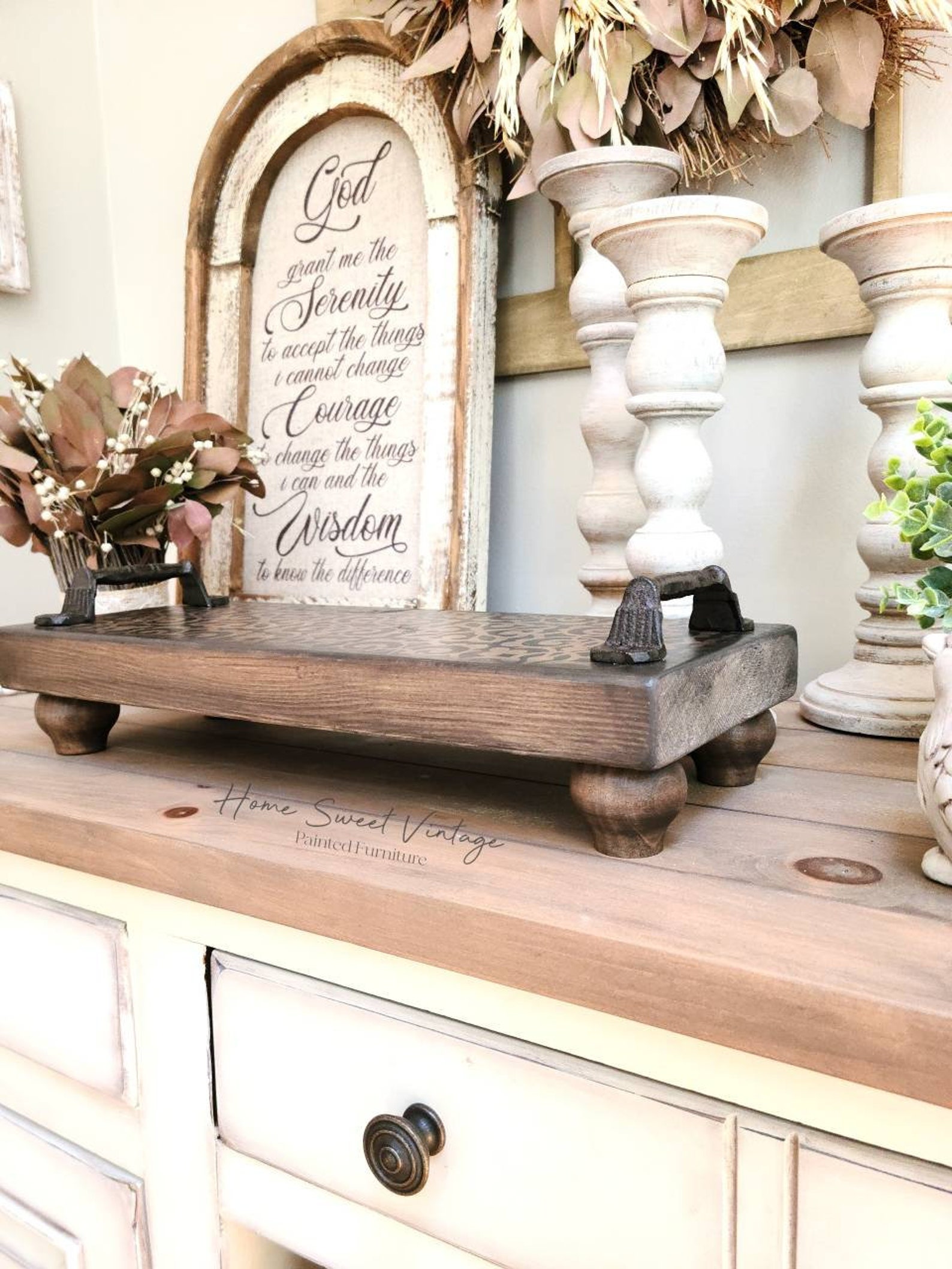 Farmhouse Table Riser Tray Rustic Wood Boho - Etsy