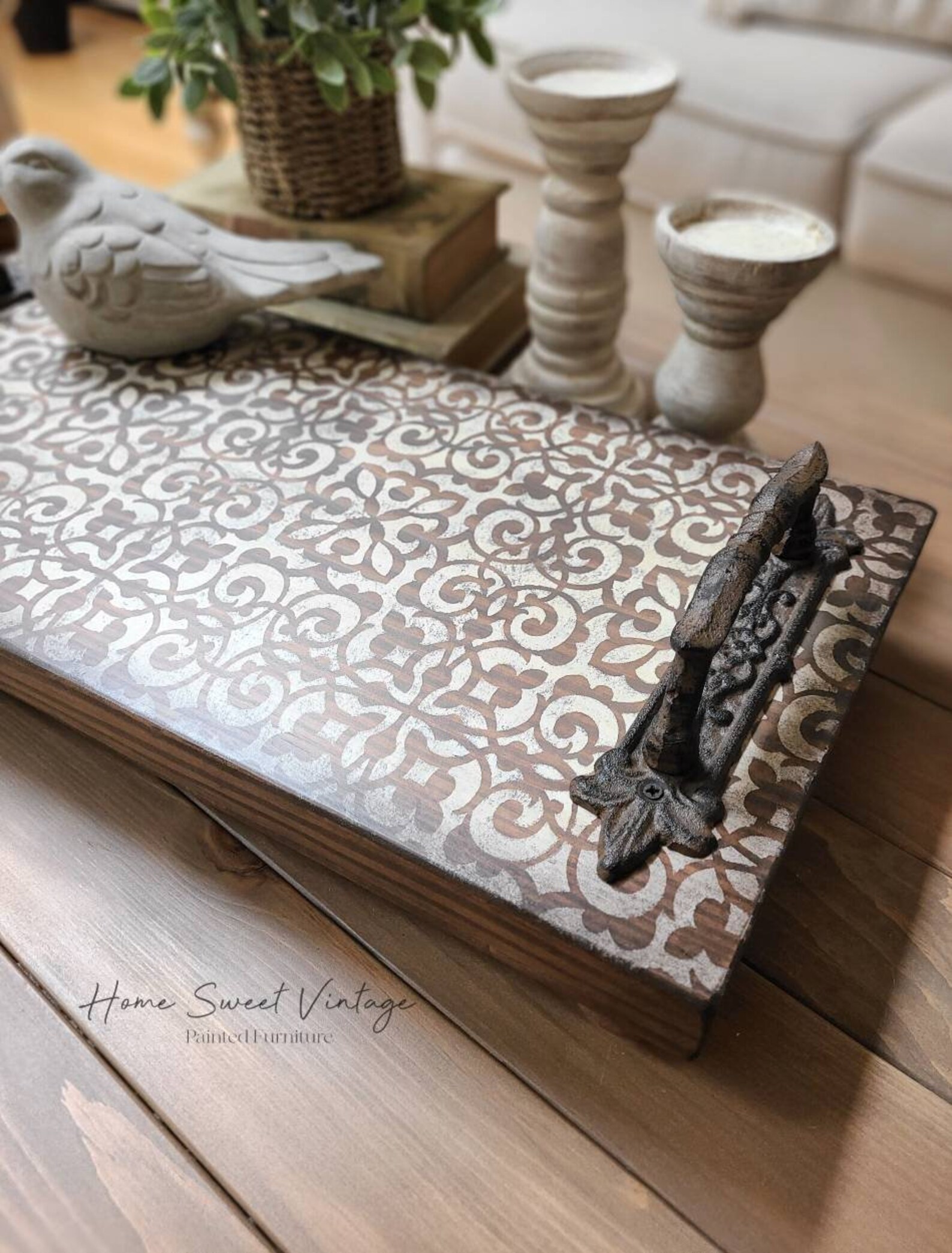 Farmhouse Table Riser Rustic Wood Tray - Etsy