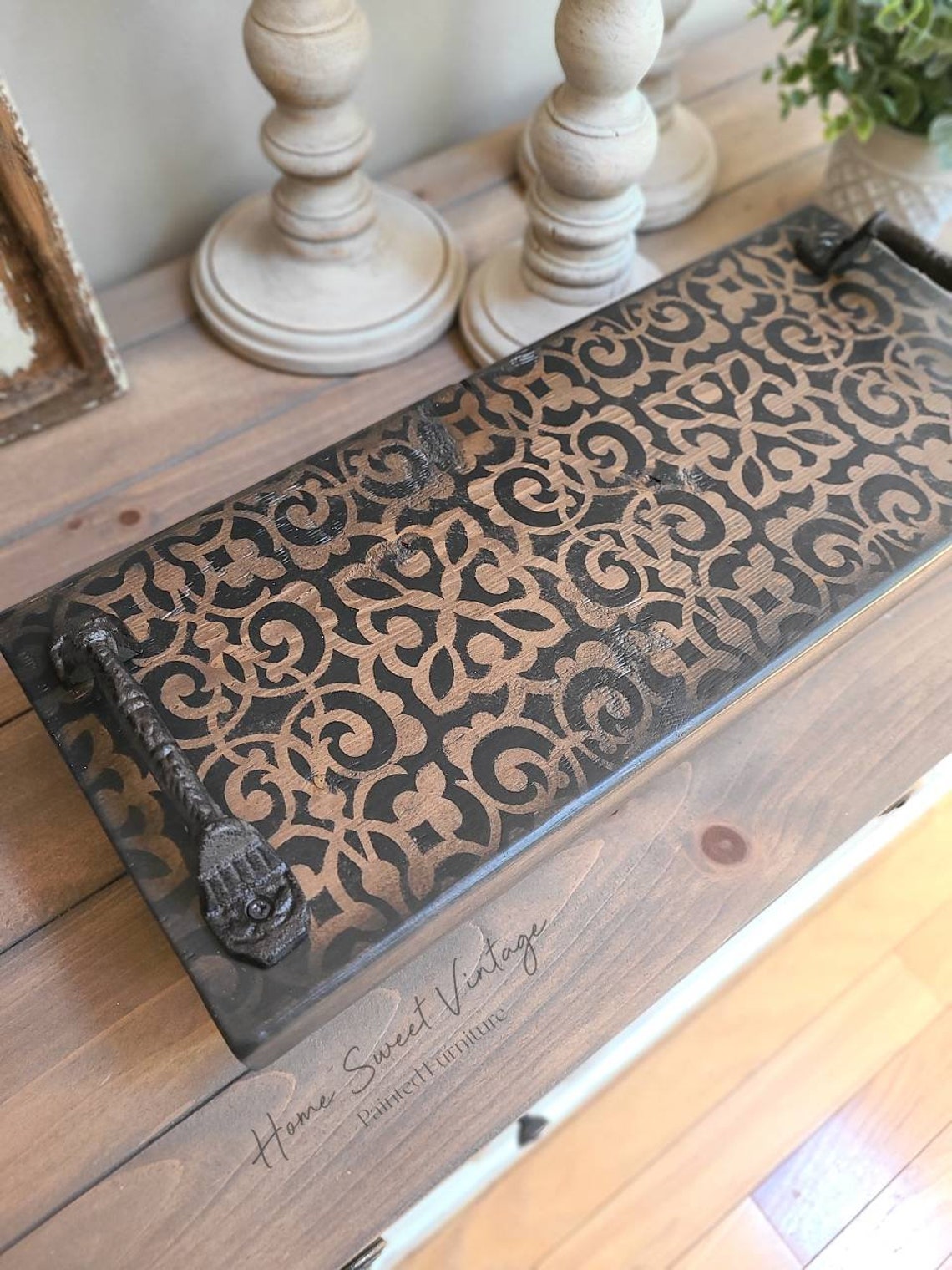 Farmhouse Table Riser Tray Rustic Wood Boho - Etsy