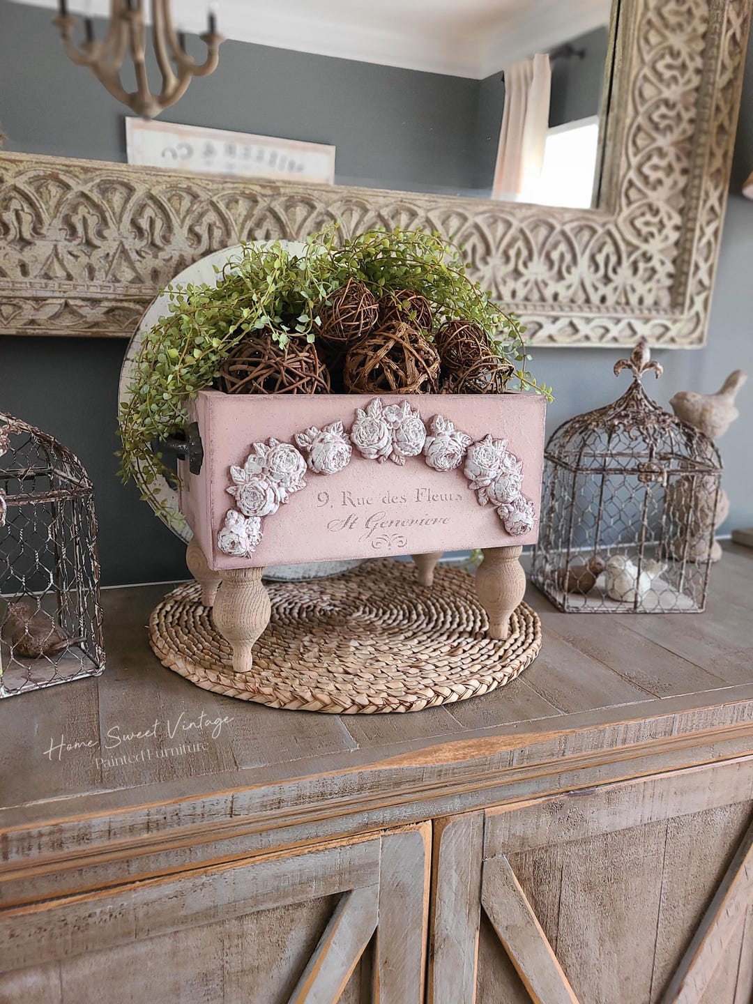 French Farmhouse Roses Table Riser Box - Etsy