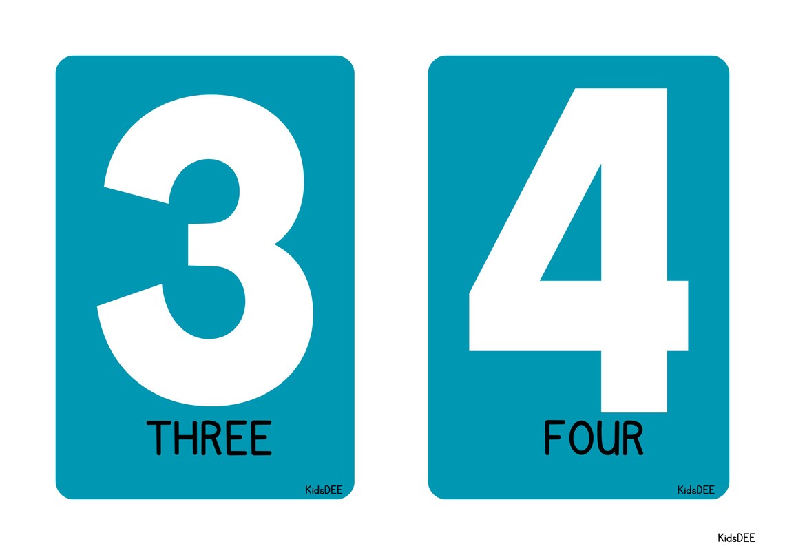 Numbers Flashcards, Blue 1-10 - Etsy