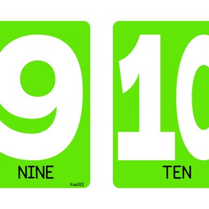 Numbers Flashcards, Green 1-10 - Etsy