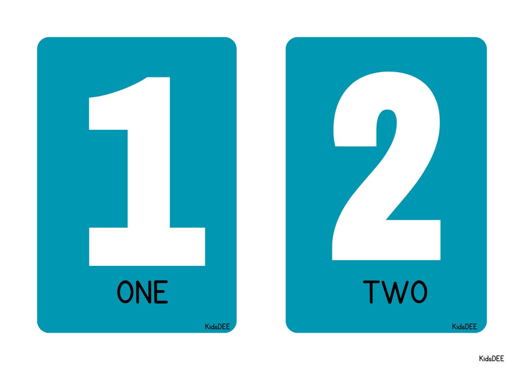 Numbers Flashcards, Blue 1-10 - Etsy
