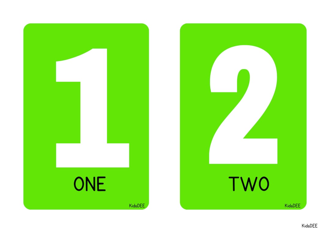Numbers Flashcards, Green 1-10 - Etsy