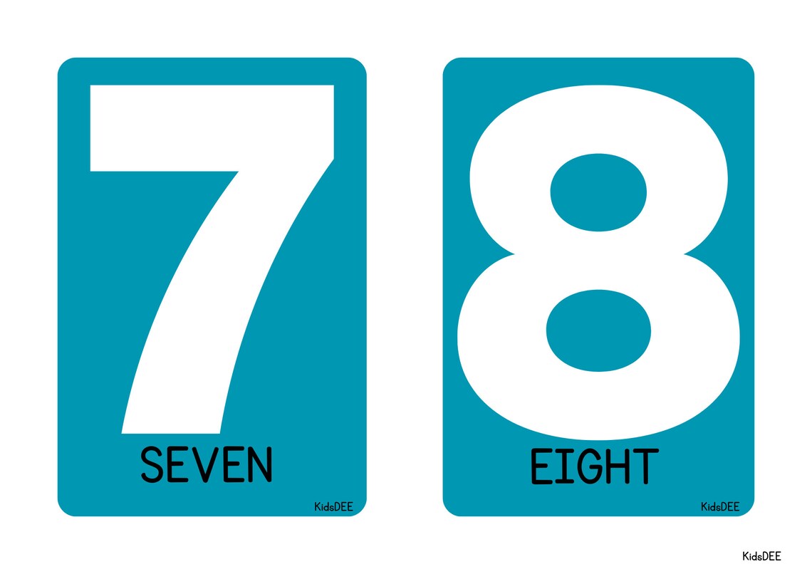 Numbers Flashcards, Blue 1-10 - Etsy