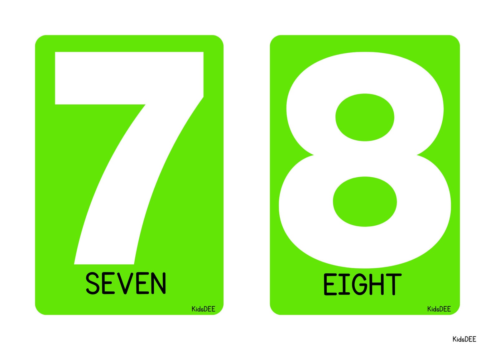 Numbers Flashcards, Green 1-10 - Etsy