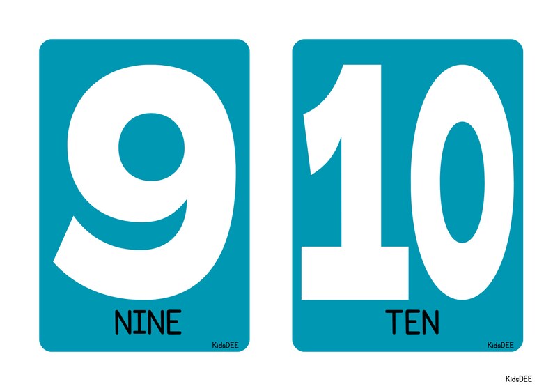 Numbers Flashcards, Blue 1-10 - Etsy