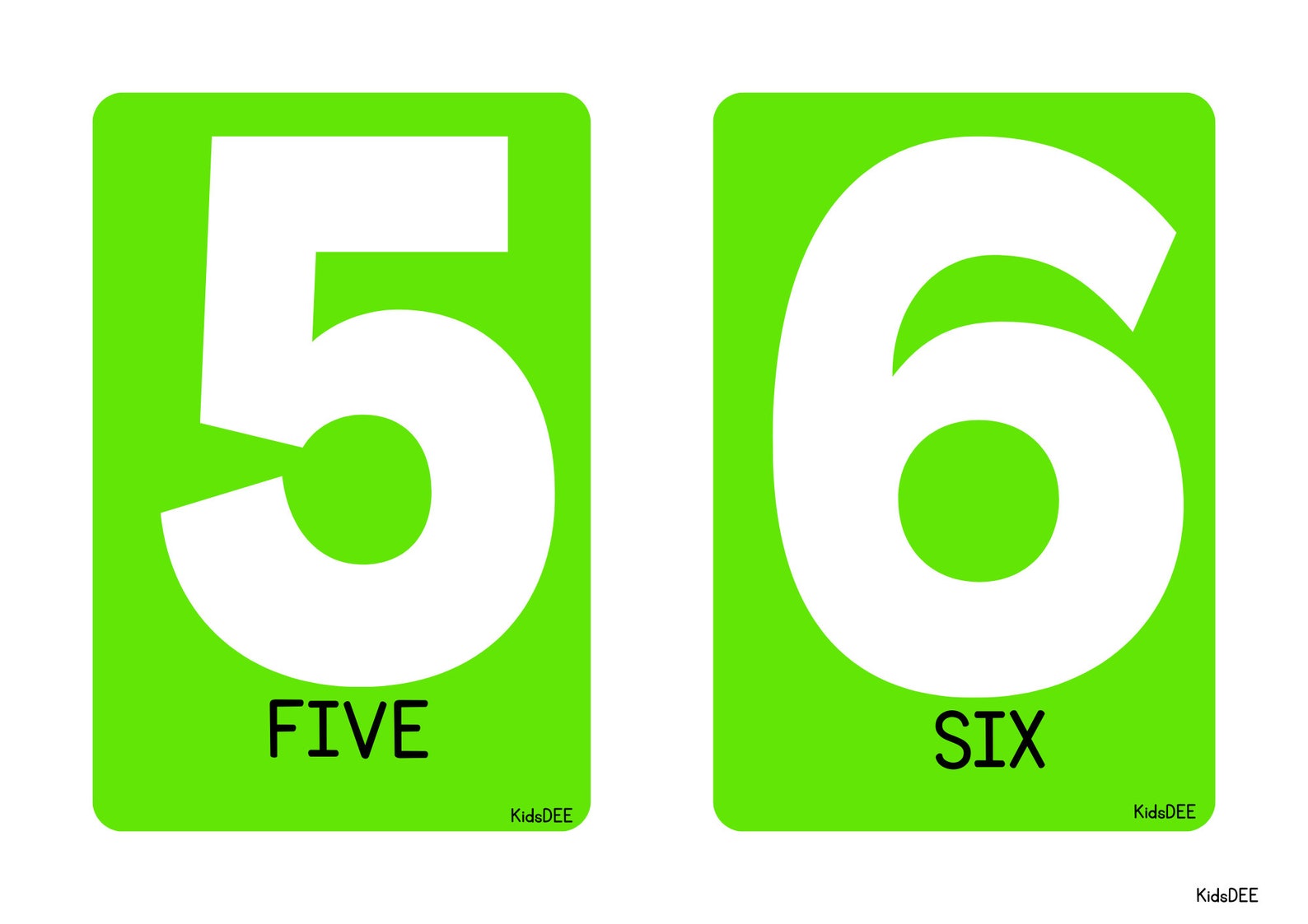 Numbers Flashcards, Green 1-10 - Etsy