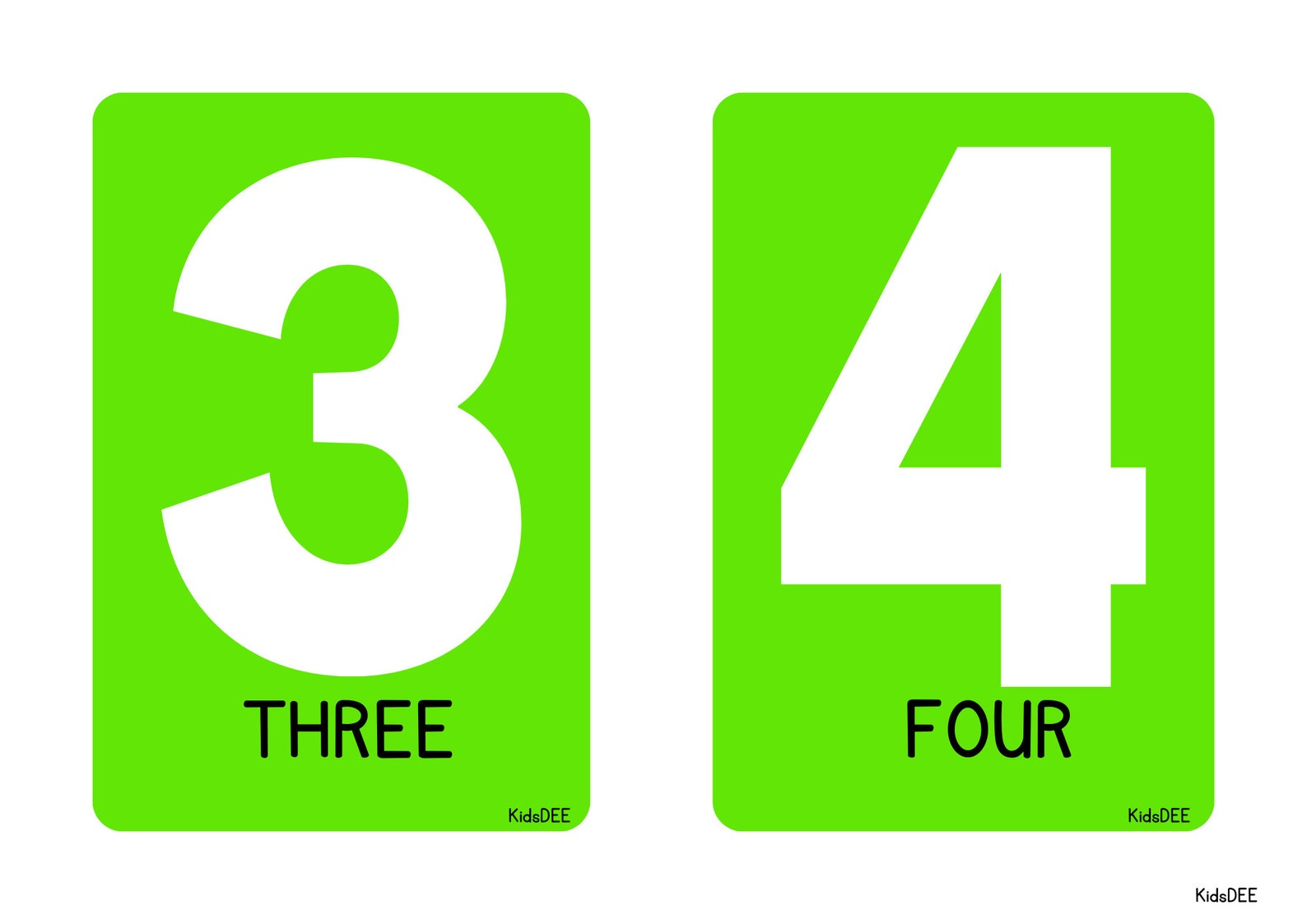 Numbers Flashcards, Green 1-10 - Etsy