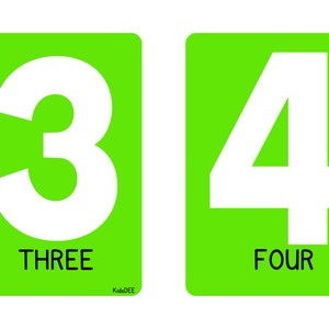Numbers Flashcards, Green 1-10 - Etsy