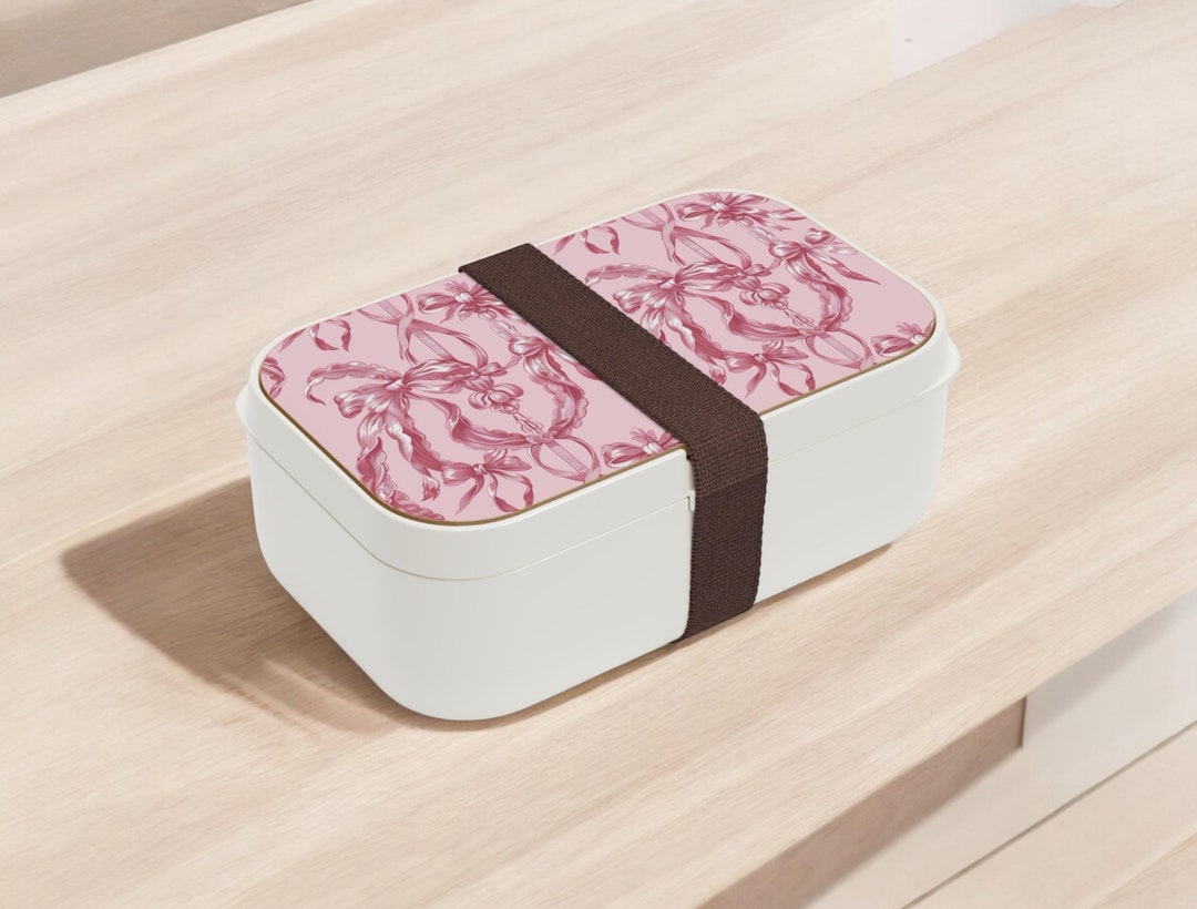 Personalized Bento Lunchbox Pink Bow Cute Coquette Style Bows Bento ...