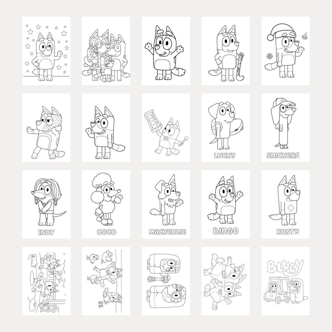 Bluey 20 Coloring Pages, Rusty Coloring, Bluey Coloring Book - Etsy