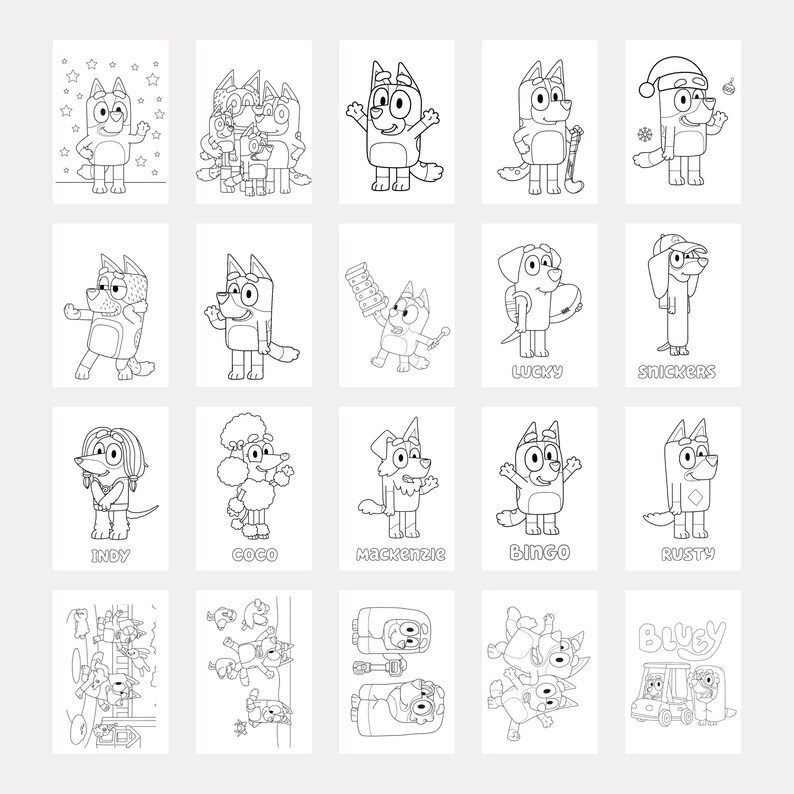 Bluey 20 Coloring Pages, Rusty Coloring, Bluey Coloring Book - Etsy