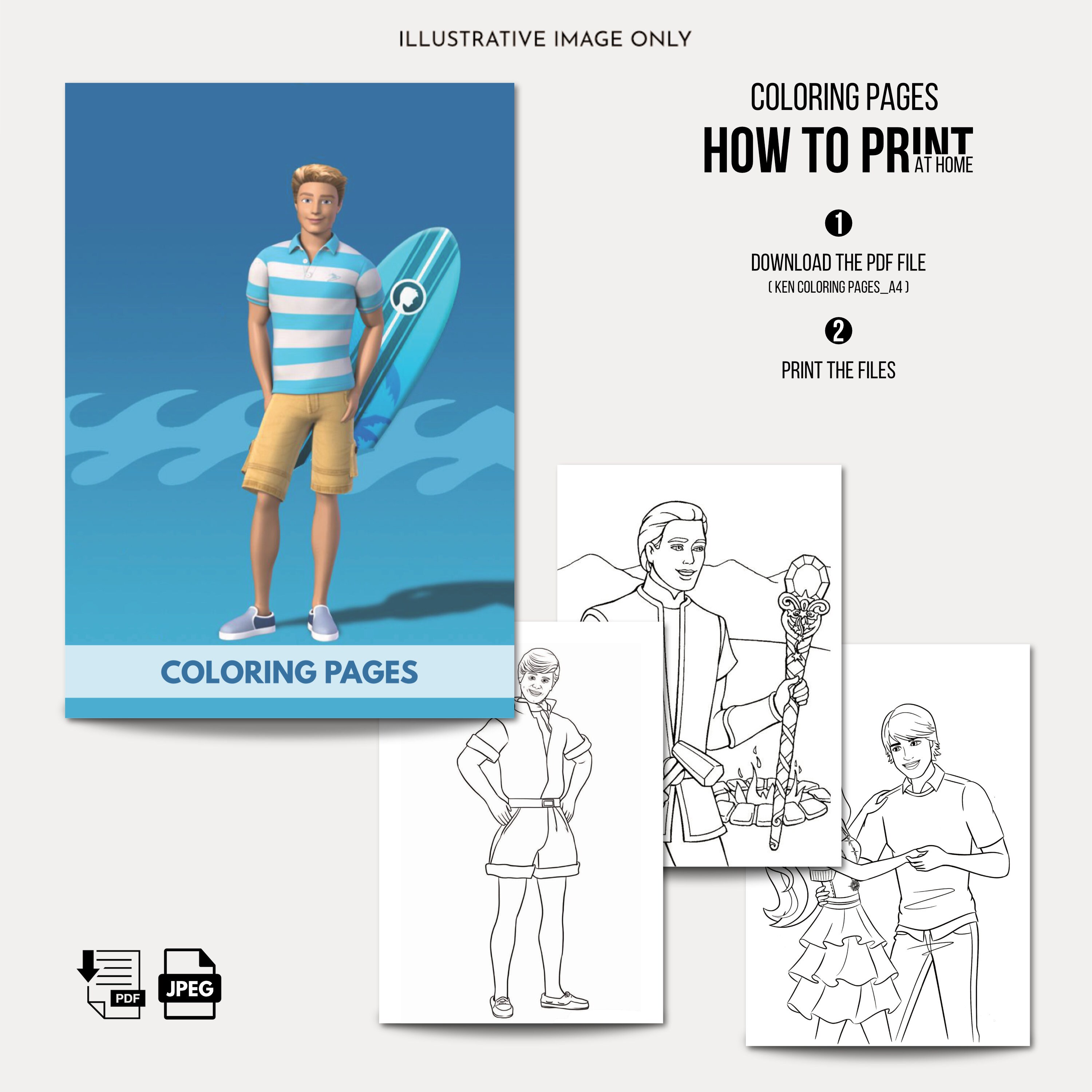 Ken 20 Coloring Pages, Ken Coloring Sheets, Ken Coloring Book - Etsy