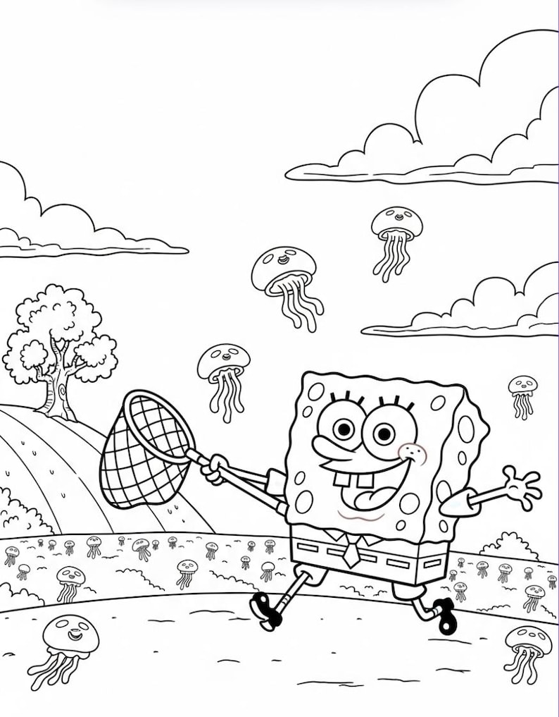 Spongebob Squarepants Coloring Pages - Etsy