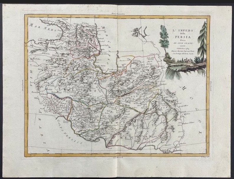 Map of the Persian Empire. Antonio Zatta. Atlante Novissimo - Etsy