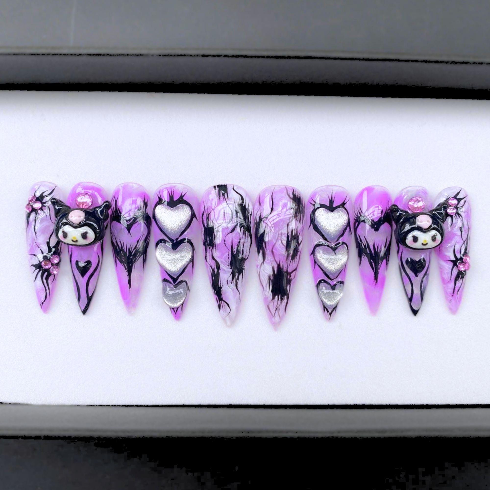 Kuromi Press on Nails / Cute Press on Nails / Purple Nails / False ...