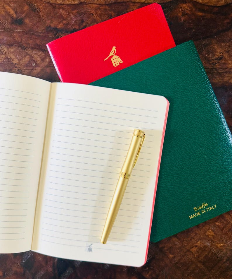 Bieffe Italian Leather Notebook With Gold Foil Bird — Lined - Etsy