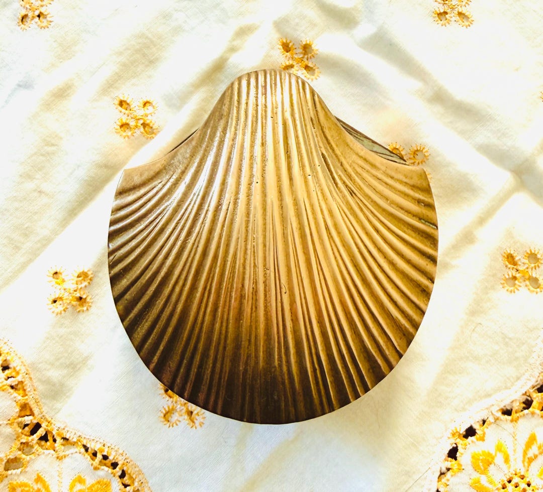 Vintage Solid Brass Scallop Seashell Hinged Trinket Box - Etsy