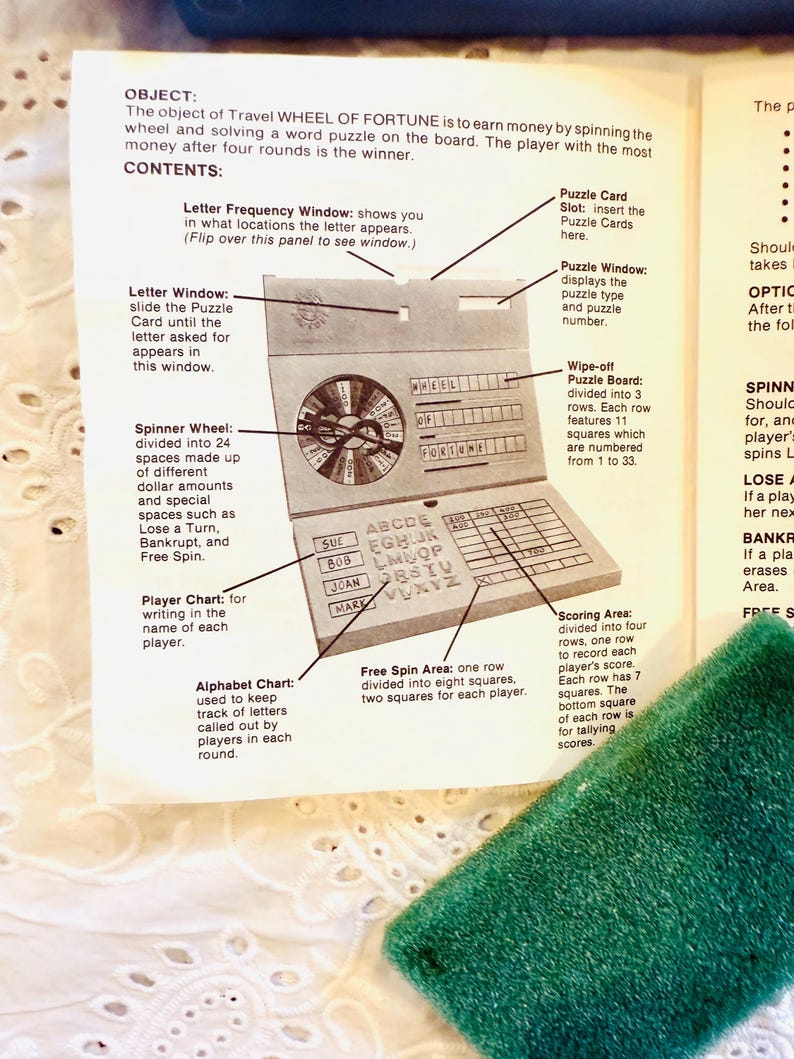 Vintage Wheel of Fortune Pocket-sized Travel Game - Etsy
